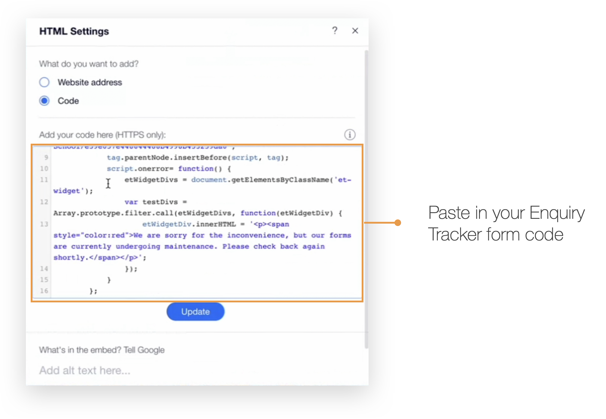 Adding Enquiry Tracker Forms To WIX Enquiry Tracker