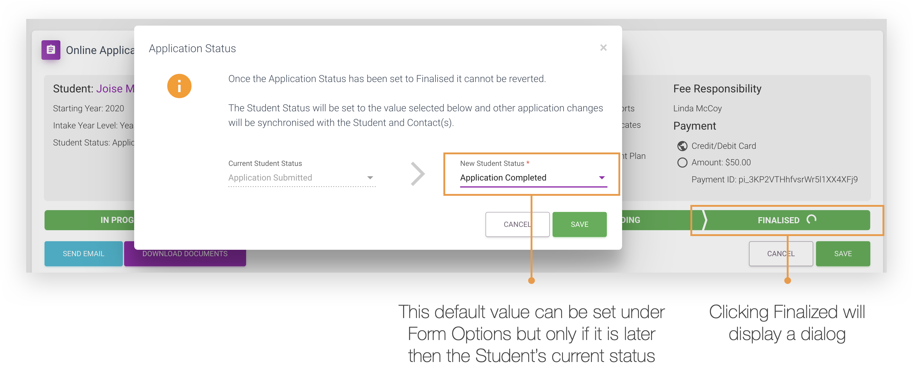 Setting the Form Status in Apply – Enquiry Tracker