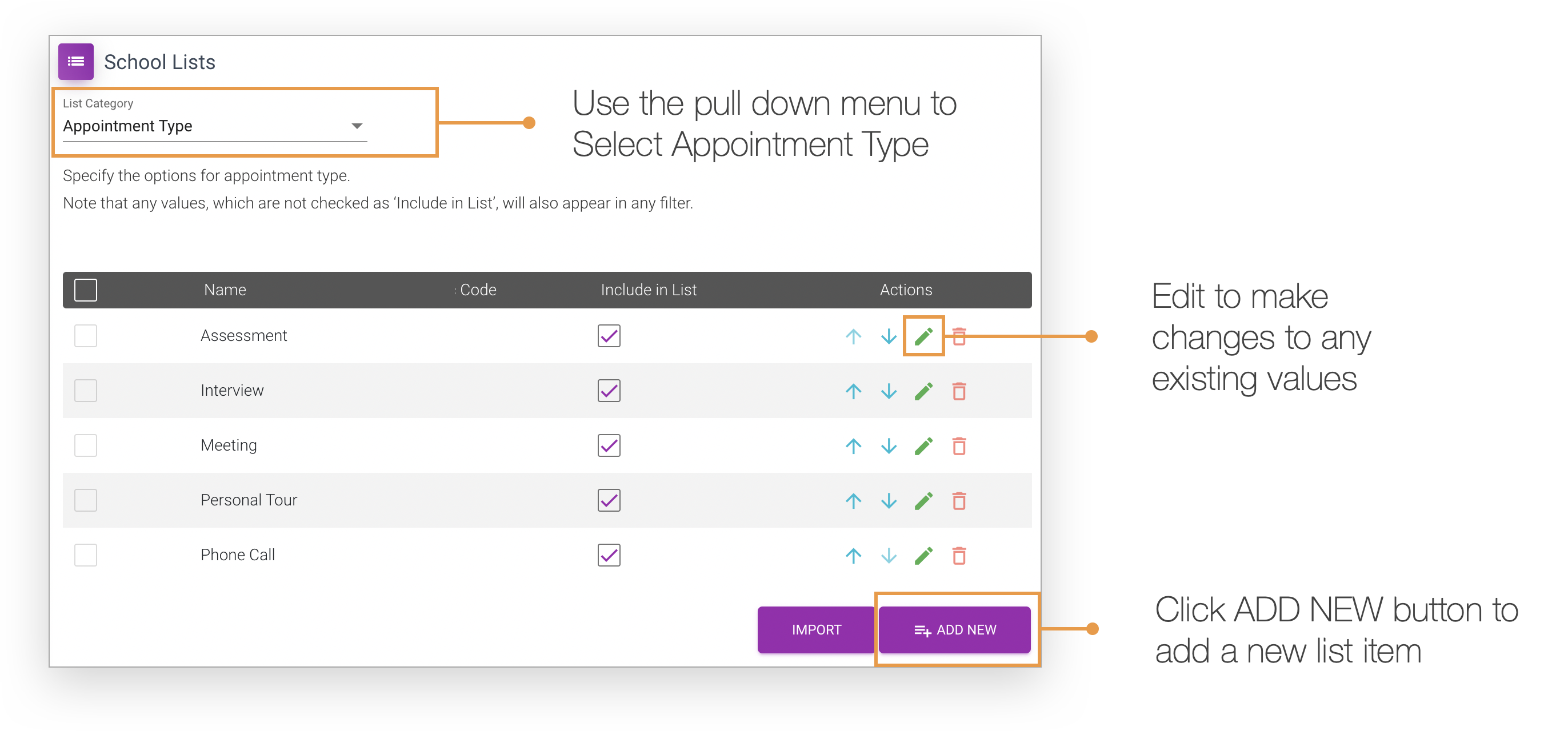 Adding an Appointment Type – Enquiry Tracker