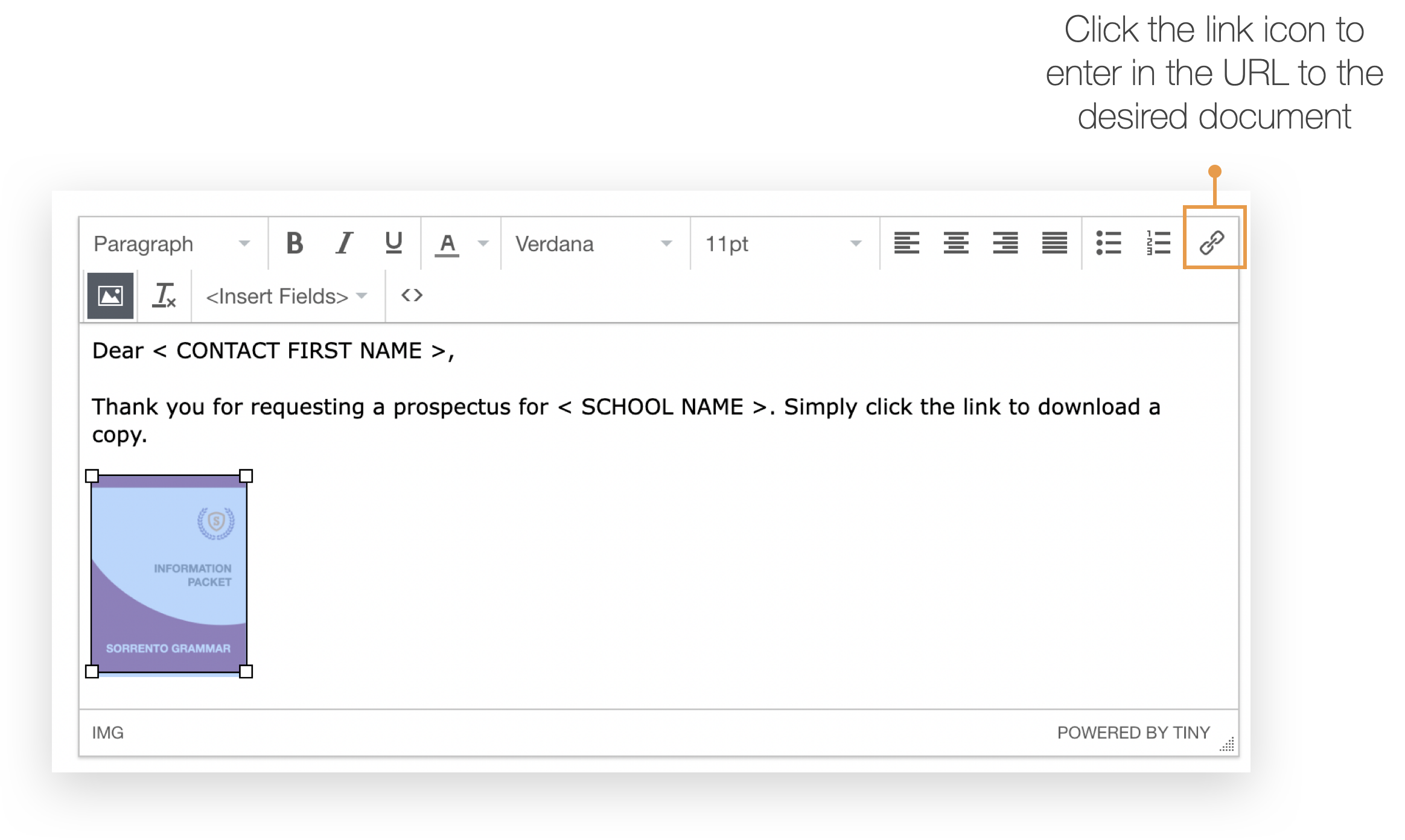 Adding images to emails – Enquiry Tracker