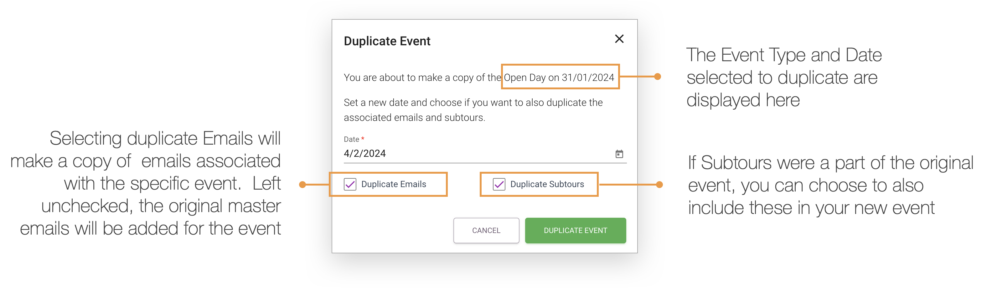 Duplicating Events and Appointments – Enquiry Tracker