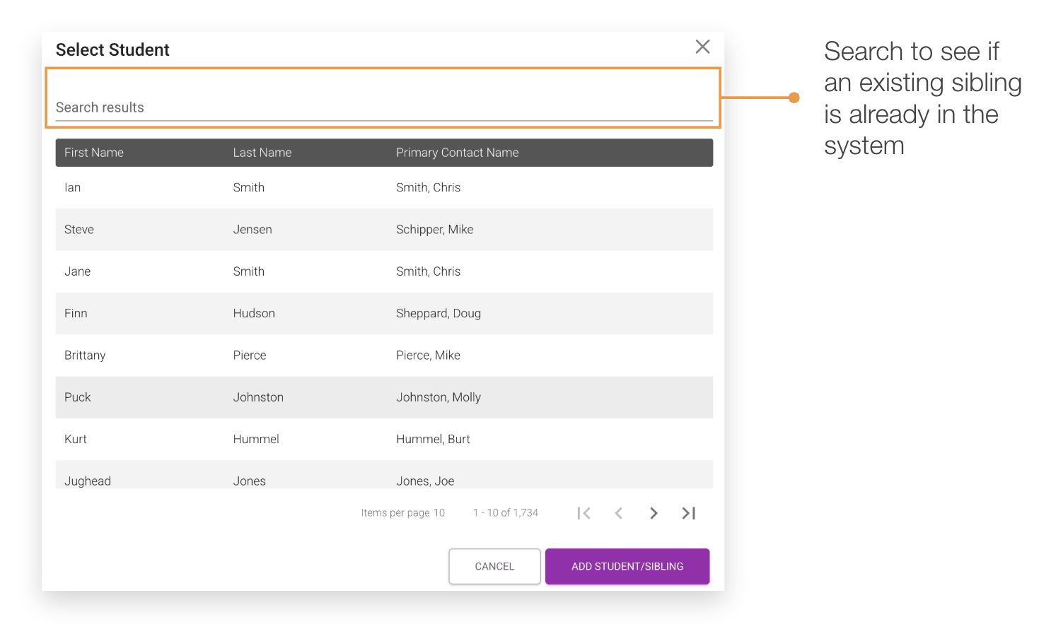 Adding a Sibling – Enquiry Tracker