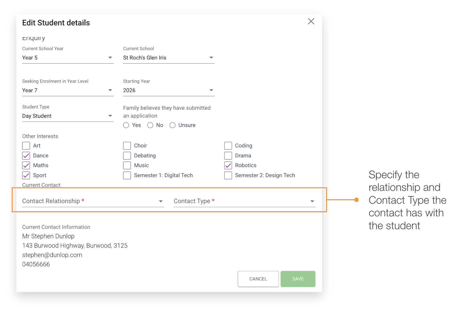 Adding a Sibling – Enquiry Tracker