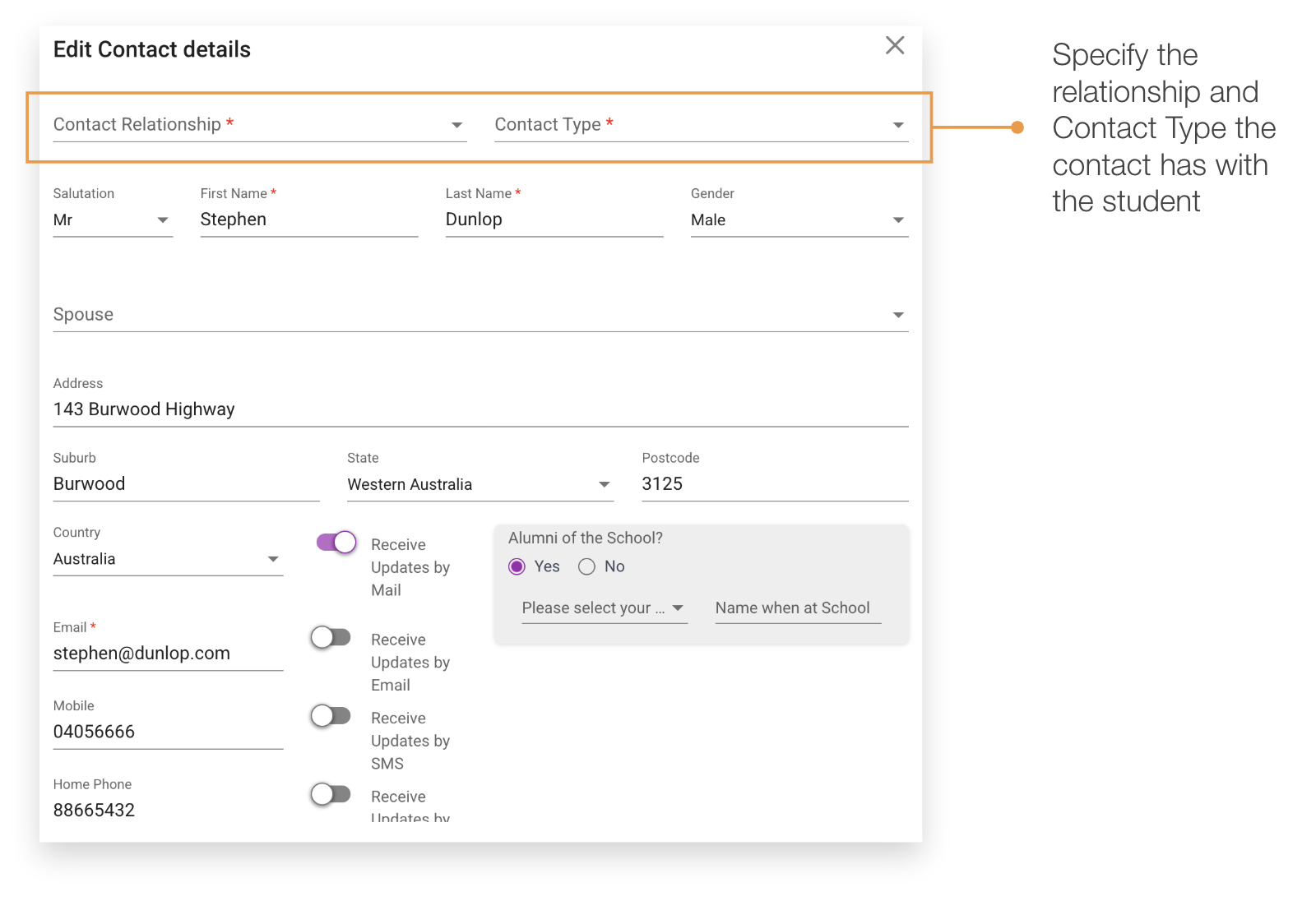 Adding a Sibling – Enquiry Tracker
