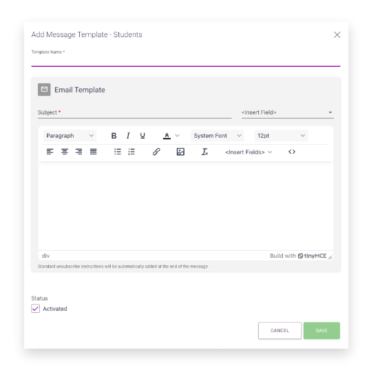 Email / Message Templates – Enquiry Tracker