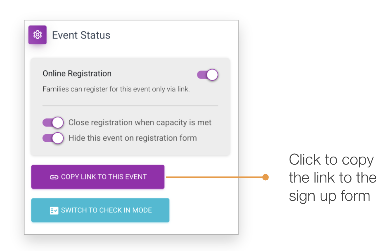 Getting the link for an Event Registration form – Enquiry Tracker