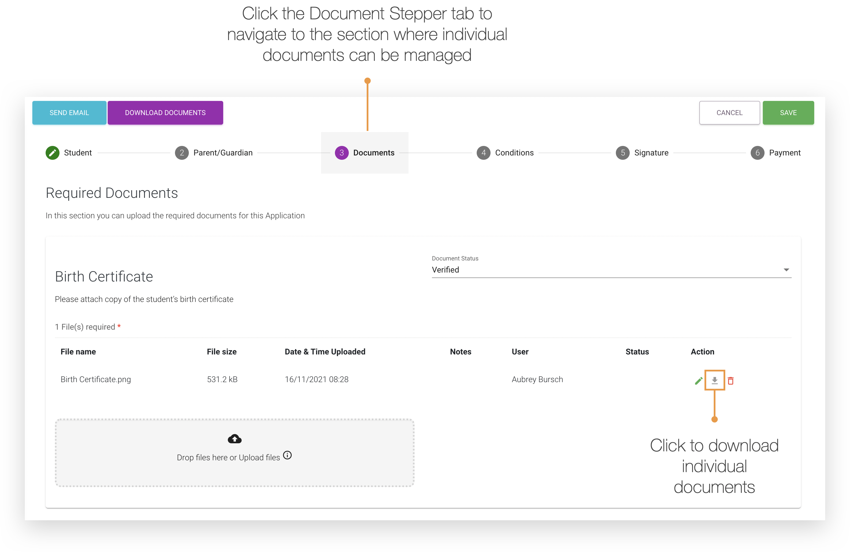 Downloading & Managing Documents – Enquiry Tracker