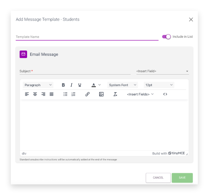 Email / Message Templates – Enquiry Tracker