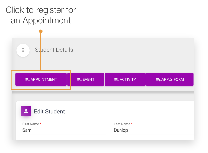 Adding an Appointment Registration – Enquiry Tracker