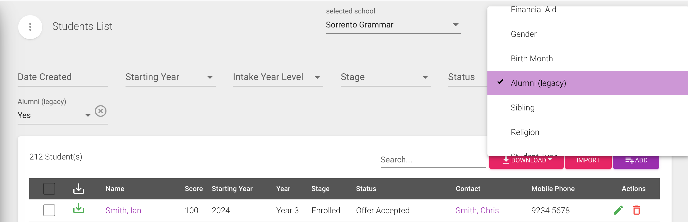 Setting Contact as an Alumni – Enquiry Tracker