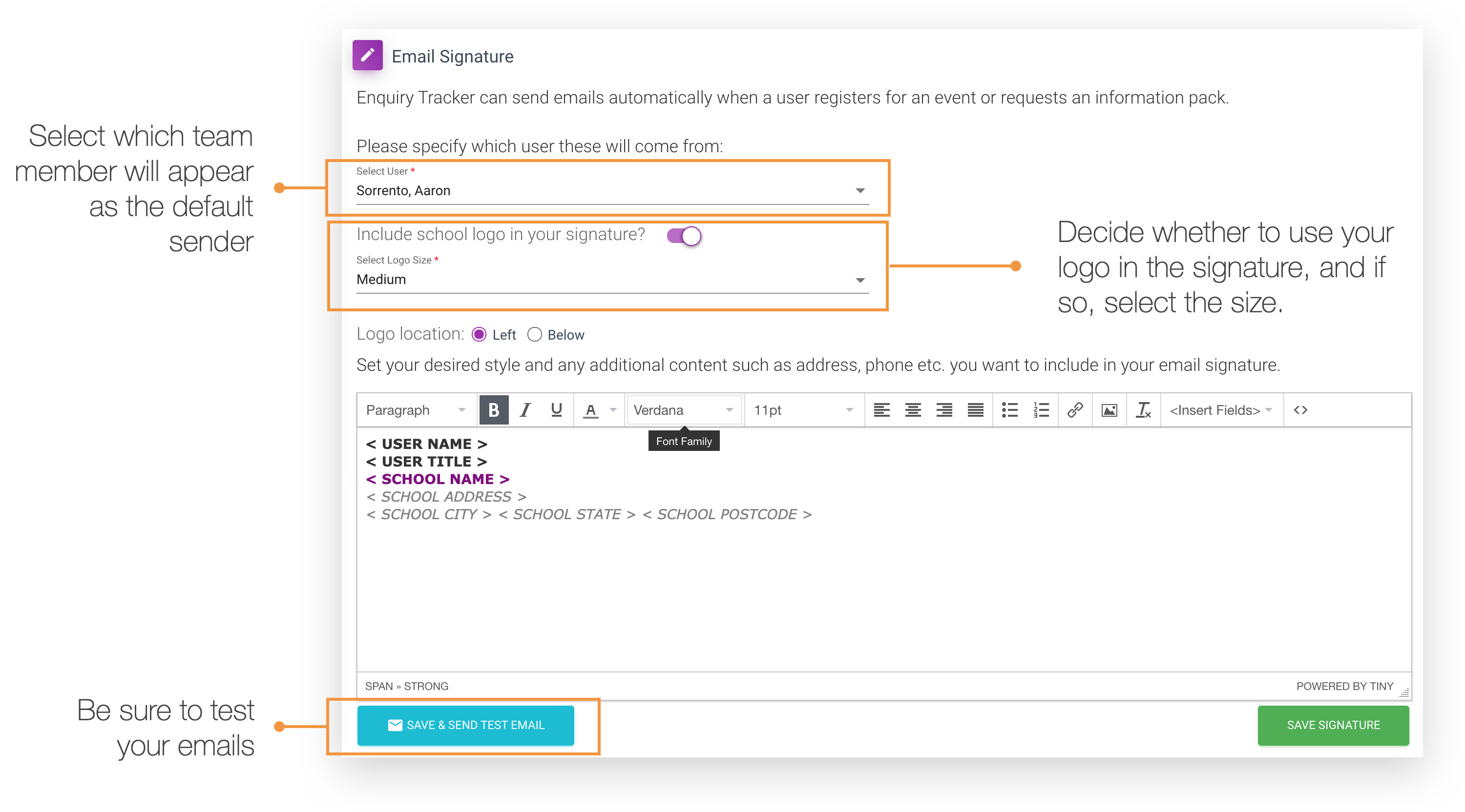 Email Signatures – Enquiry Tracker