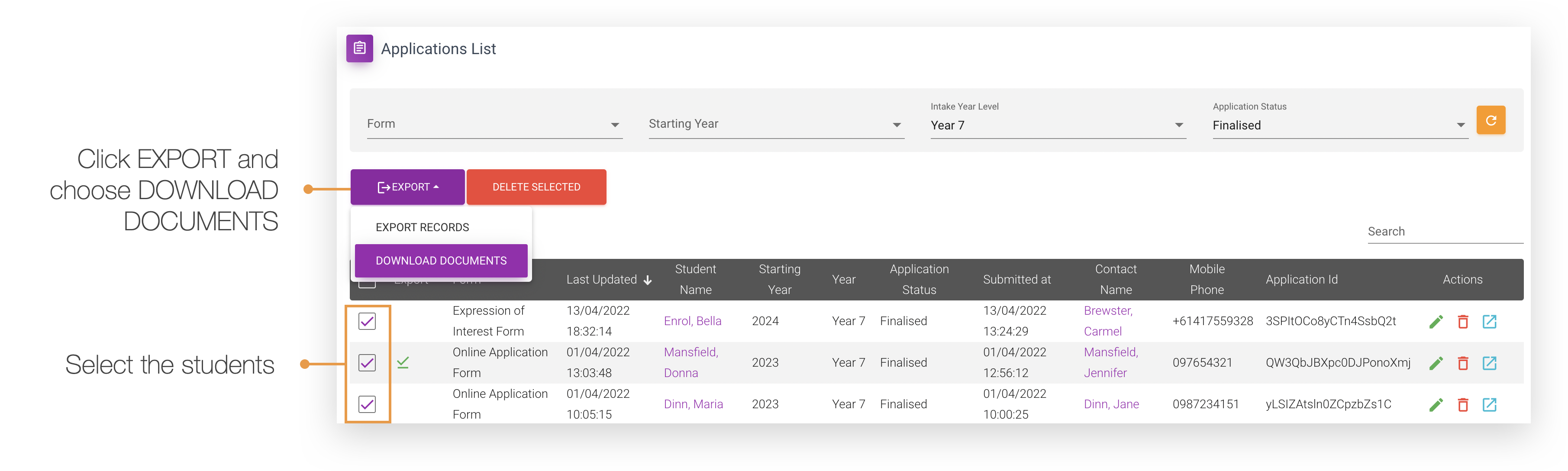 How to Download Multiple Documents – Enquiry Tracker