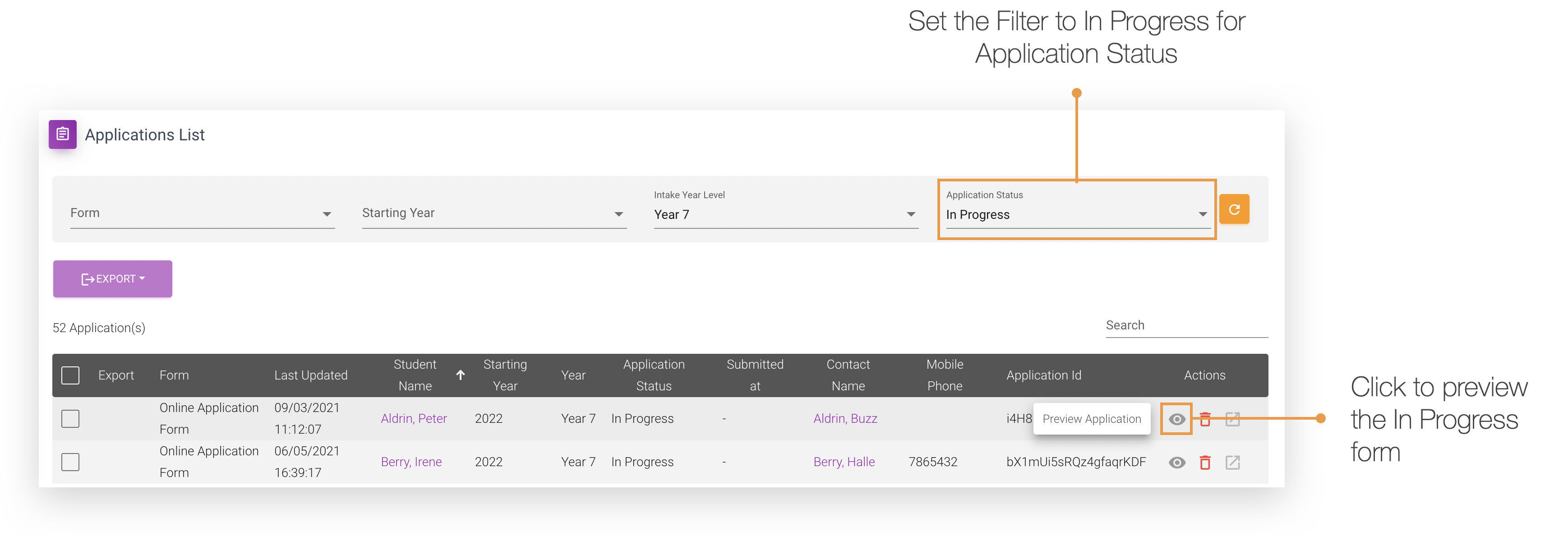 How to Help a Family Complete an Application – Enquiry Tracker