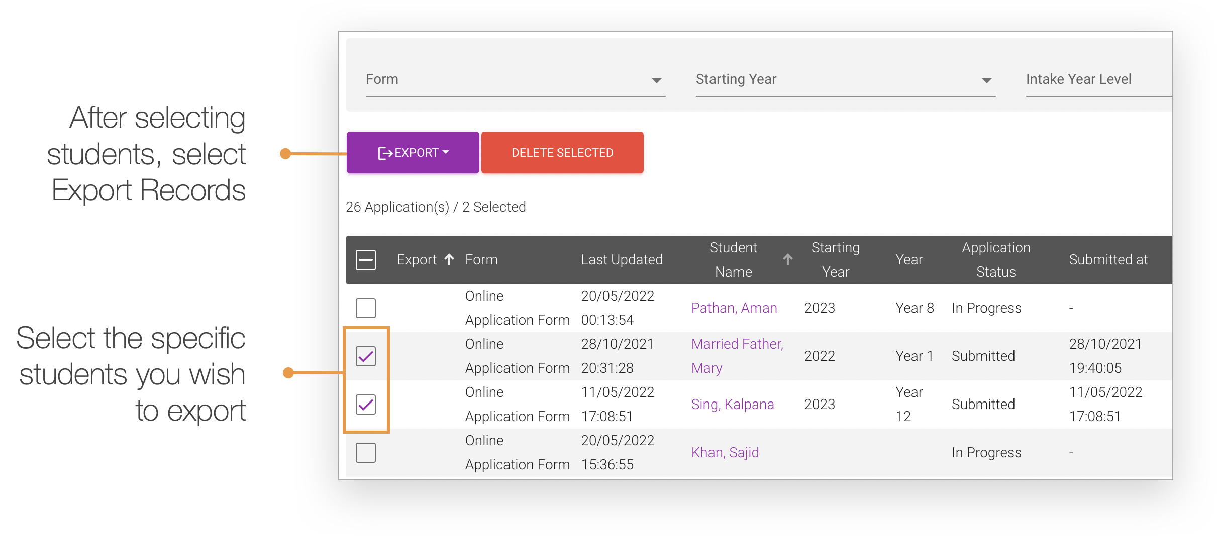 Transferring records to TASS – Enquiry Tracker
